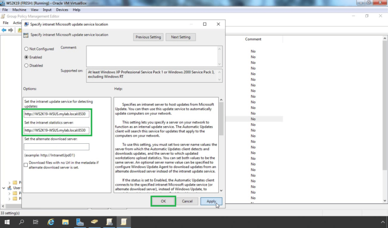 Configure Group Policy Settings For WSUS In Windows Sever 2019