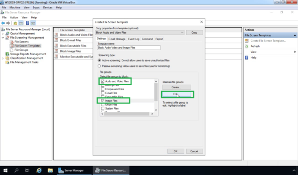 Configure File Screening Using Fsrm In Windows Server 2019