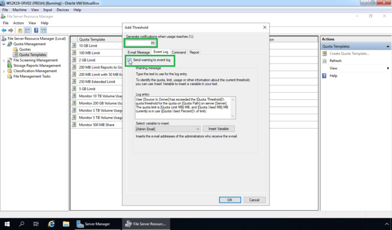 Configure Disk Quota With File Server Resource Manager (FSRM)