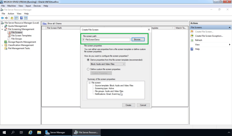 Configure File Screening Using FSRM In Windows Server 2019