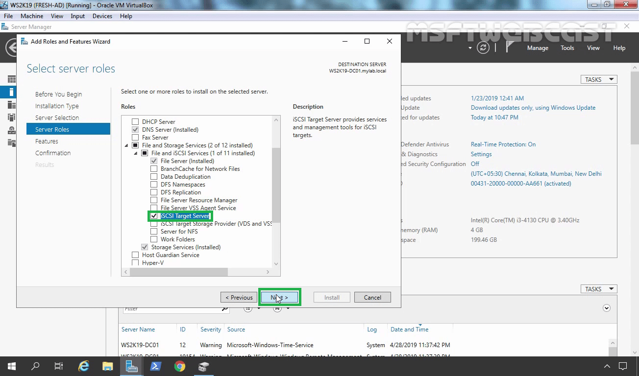 Install And Configure ISCSI Target In Windows Server 2019