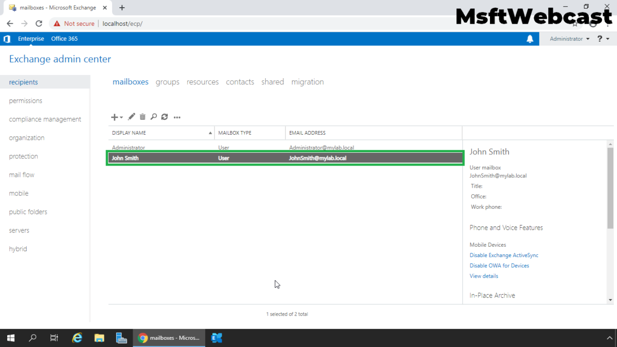 How To Create User Mailbox In Exchange Server 2019