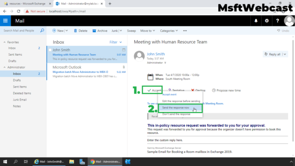 Manage And Book Room Mailbox In Exchange Server 2019