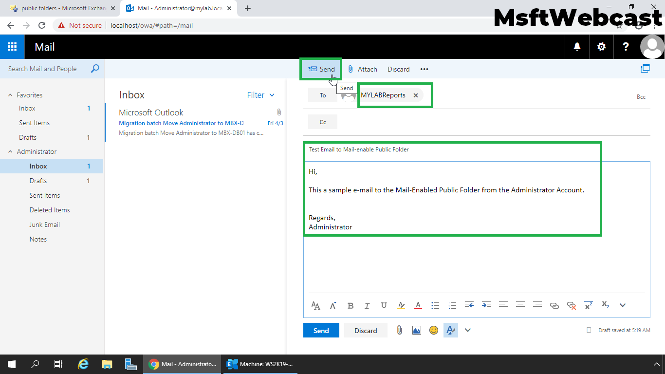 Create a Mail Enabled Public Folder in Exchange 2019