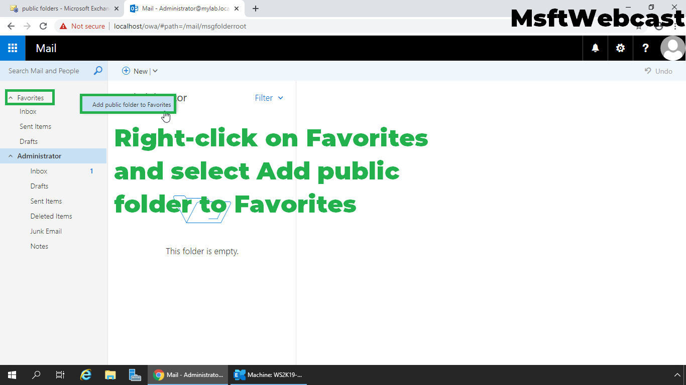 Create a Mail Enabled Public Folder in Exchange 2019
