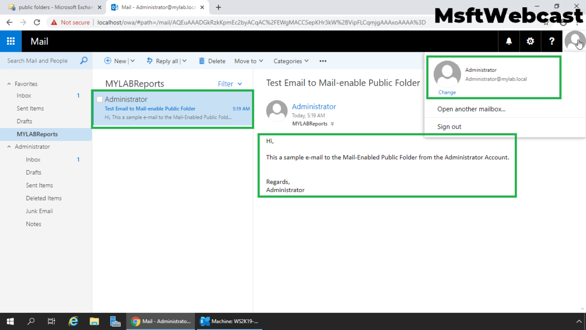 Create a Mail Enabled Public Folder in Exchange 2019