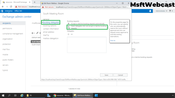 Manage And Book Room Mailbox In Exchange Server 2019