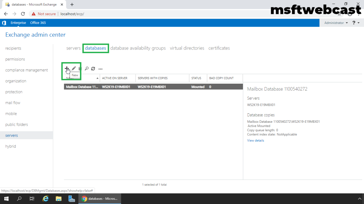 How To Create Mailbox Database In Exchange 2019