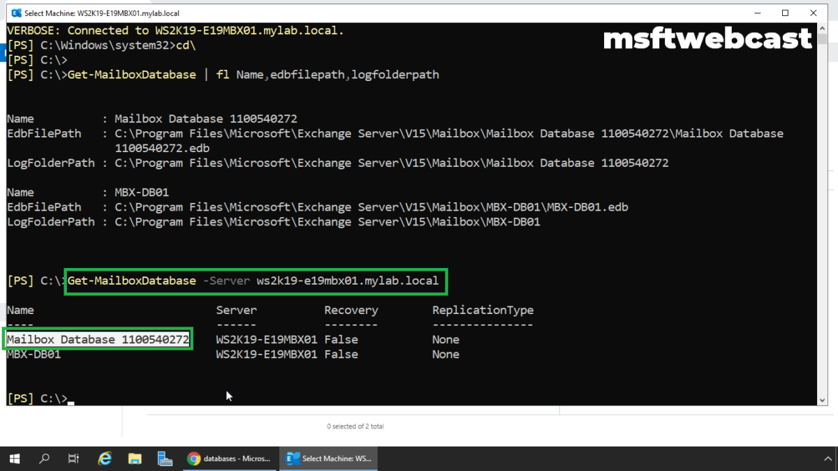 Move And Rename Default Mailbox Database Path In Exchange 2019