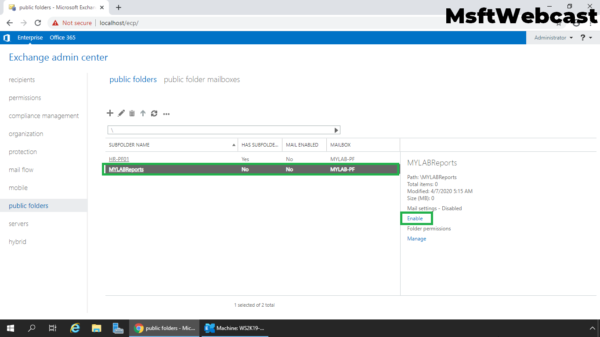 Create A Mail Enabled Public Folder In Exchange 2019