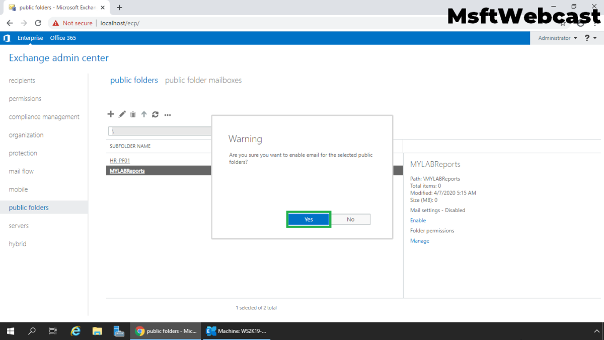 Create A Mail Enabled Public Folder In Exchange 2019