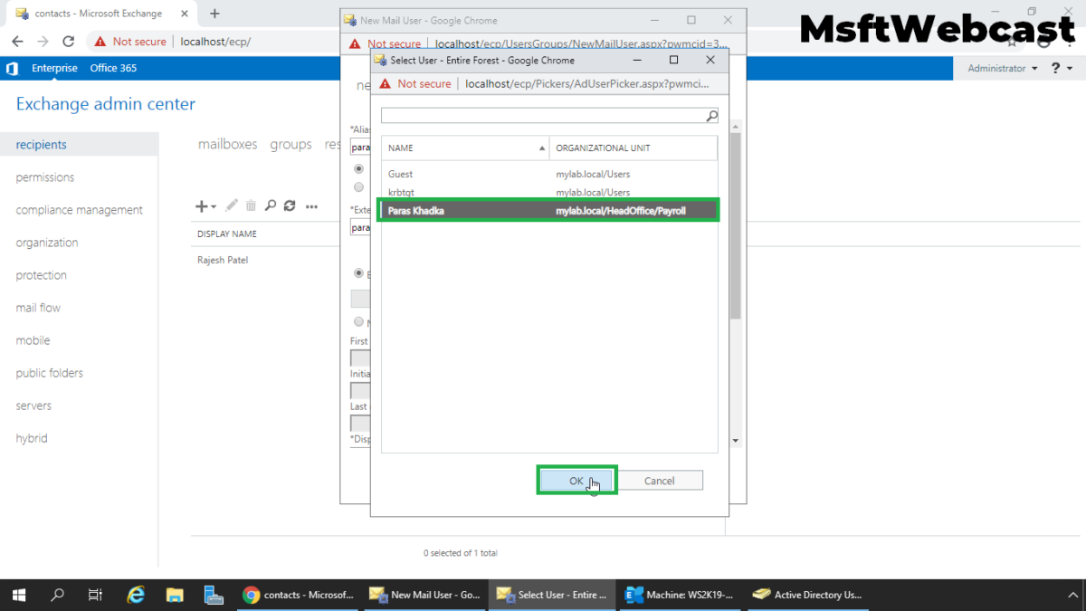 Create Mail Enabled User In Exchange 2019