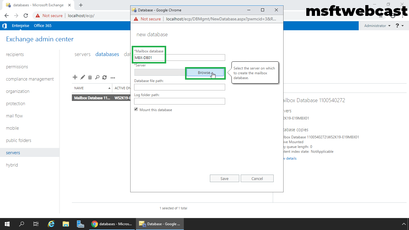How To Create Mailbox Database In Exchange 2019