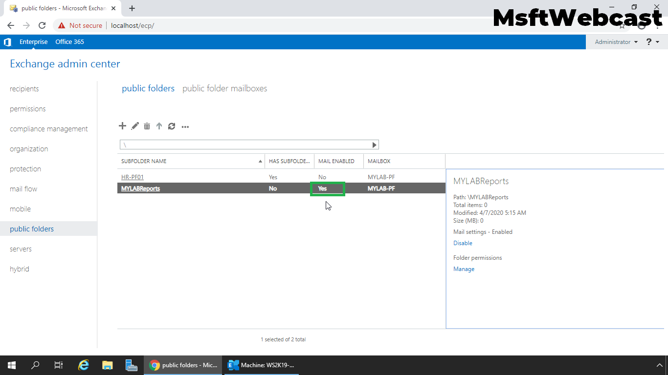 Create A Mail Enabled Public Folder In Exchange 2019