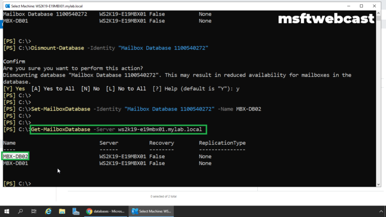 Move And Rename Default Mailbox Database Path In Exchange 2019