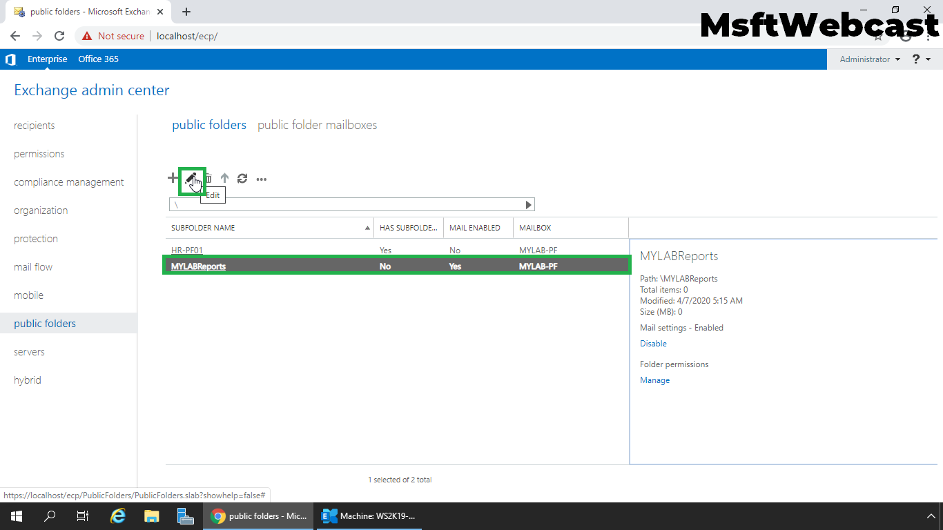 Create A Mail Enabled Public Folder In Exchange 2019