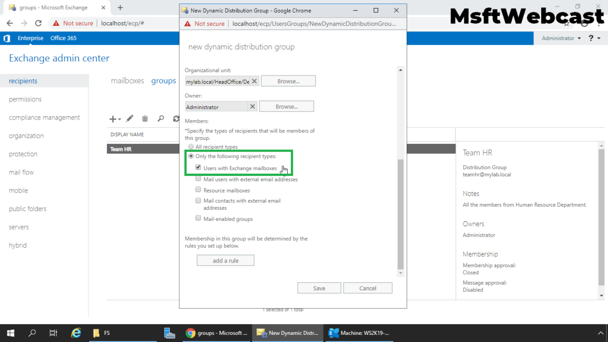 Create Dynamic Distribution Group In Exchange 2019