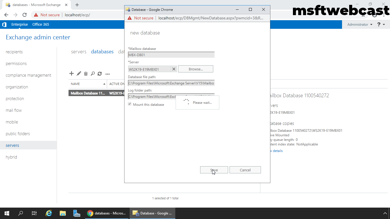 How To Create Mailbox Database In Exchange 2019