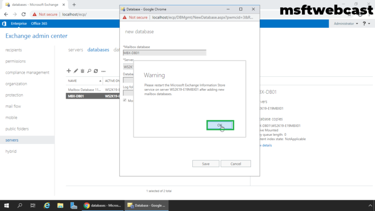 How To Create Mailbox Database In Exchange 2019