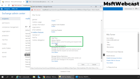 Configure Maximum Recipients In A Message Limit For Mailbox